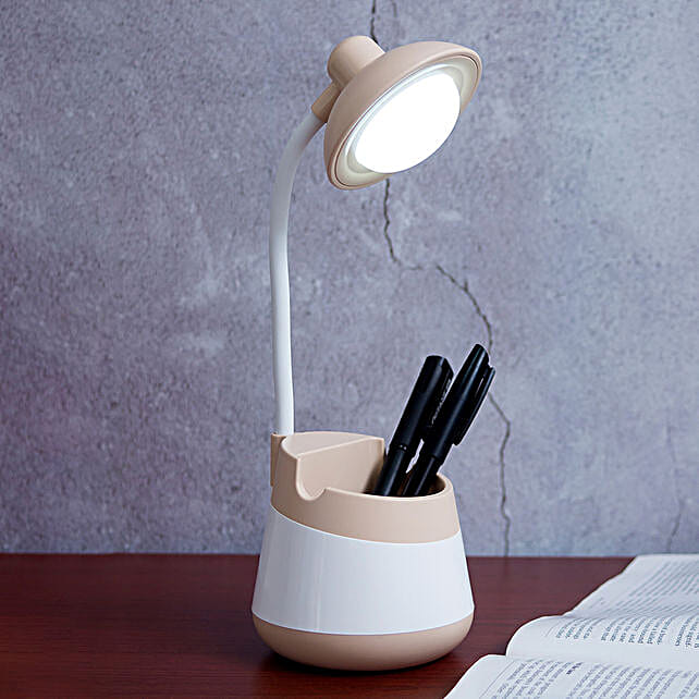 Buy/Send 360 Degree Rotating LED Table Top Lamp- Beige Online- FNP