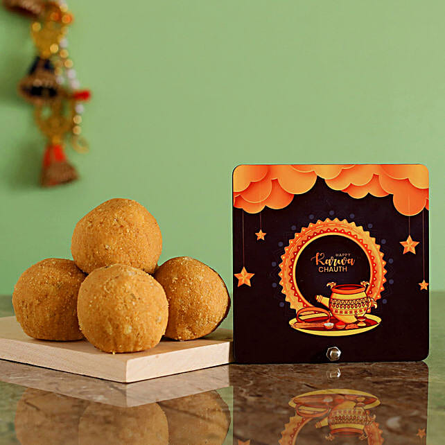 Buy/Send Karwa Chauth Stars Table Top With Besan Laddu Online- FNP