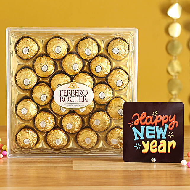 Buy/Send New Year Wishes Table Top Ferrero Rocher Chocolate Box Online- FNP