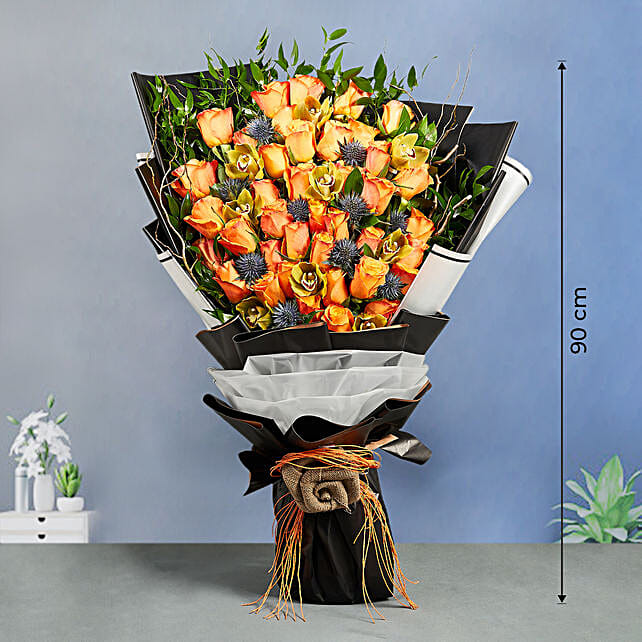 Grand Orange Roses Bouquet uae | Gift Grand Orange Roses Bouquet- FNP